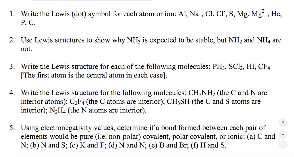 Solved 1. Write the Lewis (dot) symbol for each atom or ion: | Chegg.com