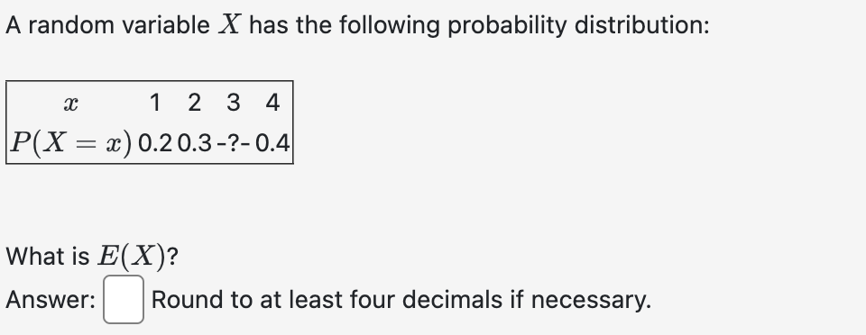 Solved A random variable X has the following probability | Chegg.com