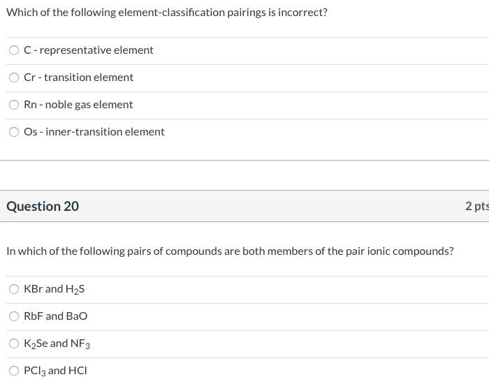 Solved Which of the following element-classification | Chegg.com
