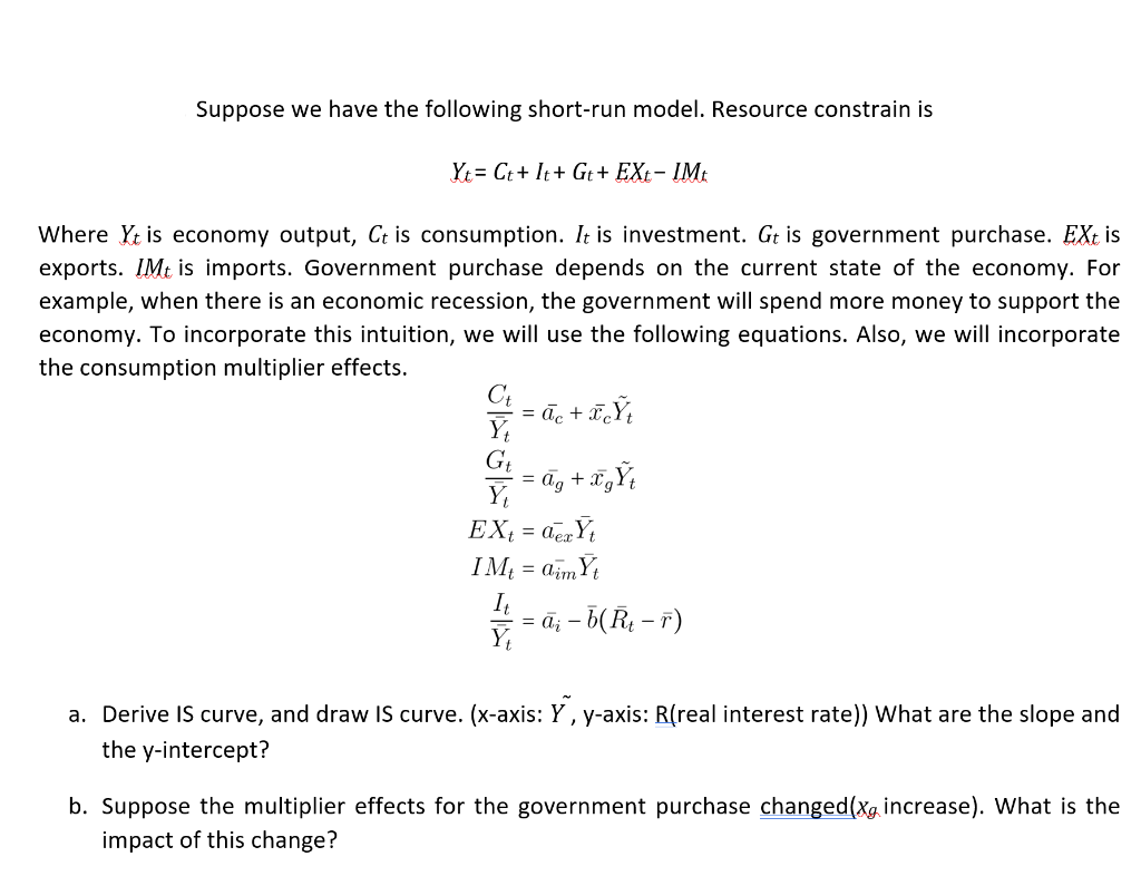 Solved Suppose we have the following short-run model. | Chegg.com