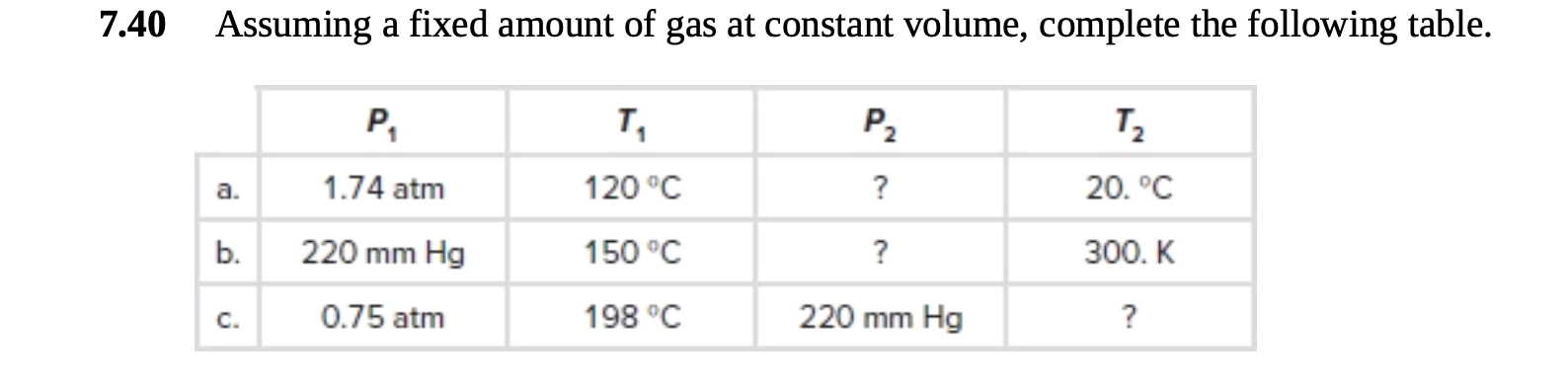 Solved 7.40 Assuming a fixed amount of gas at constant | Chegg.com