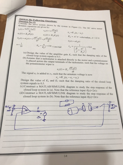 Consider the servo system shown by the system in | Chegg.com