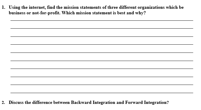 Solved Using the internet, find the mission statements of | Chegg.com