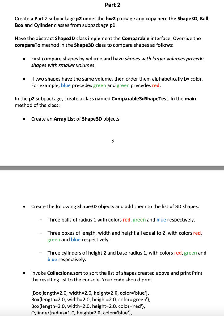 Solved Create a Part 2 subpackage 22 under the hw2 package | Chegg.com