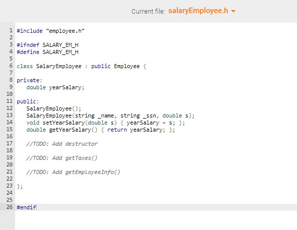 Solved Employee class (employee.h/.cpp) Employee class is an | Chegg.com