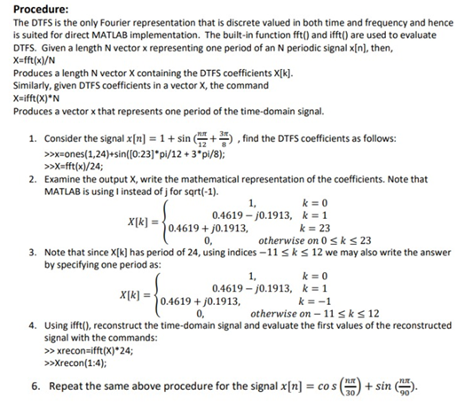 Procedure: The DTFS is the only Fourier | Chegg.com