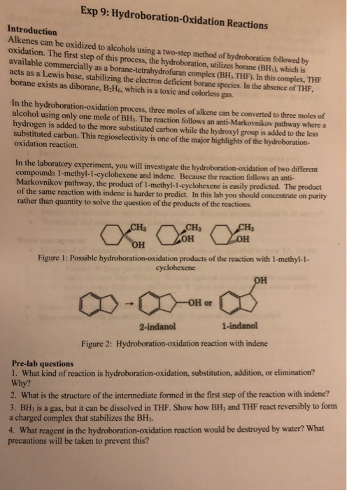 Solved Exp 9: Hydroboration-Oxidation Reactions Introduction | Chegg.com