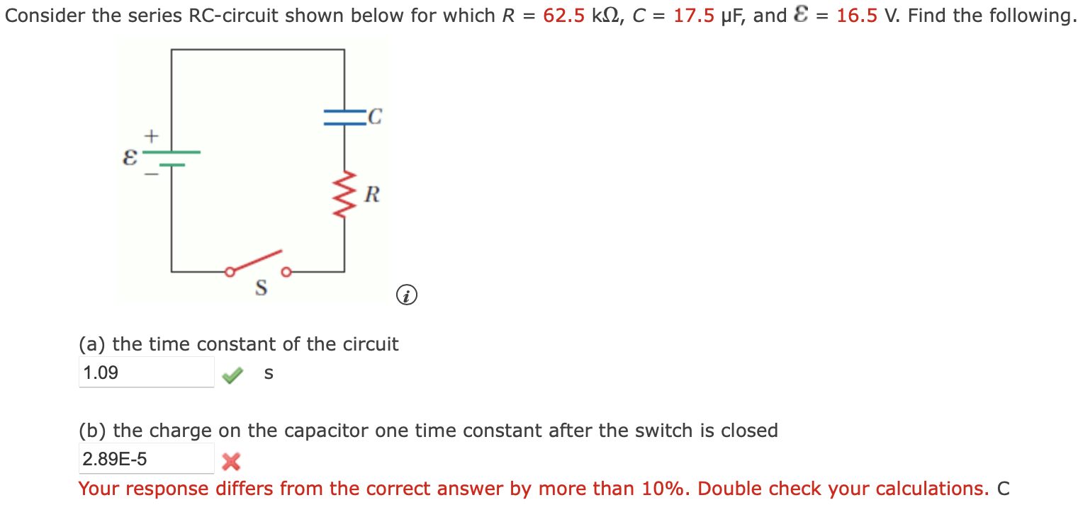 Solved Consider the series RC-circuit shown below for which | Chegg.com