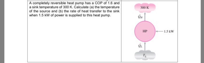 Solved A completely reversible heat pump has a COP of 1.6 | Chegg.com