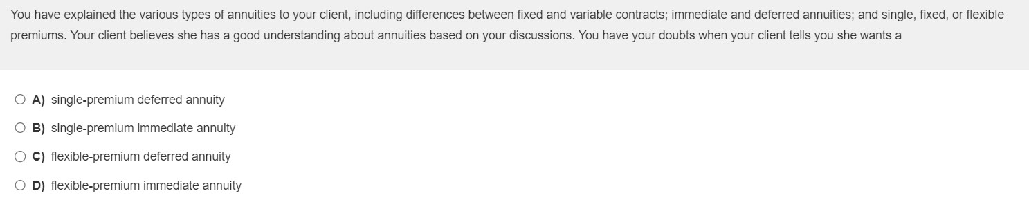 Solved You have explained the various types of annuities to | Chegg.com