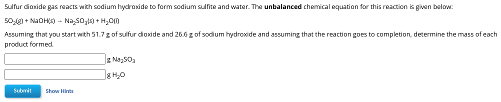 Solved Sulfur dioxide gas reacts with sodium hydroxide to | Chegg.com