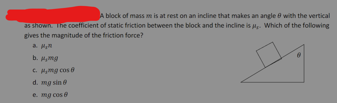 Solved A block of mass m is at rest on an incline that makes | Chegg.com
