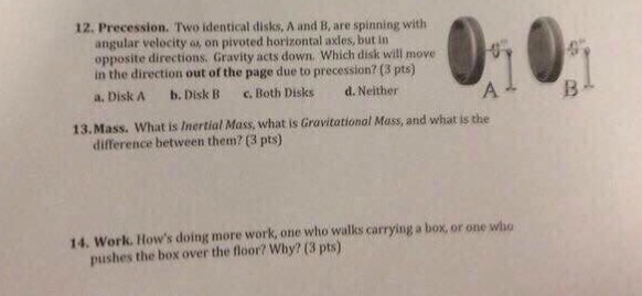 Solved 12. Precession. Two identical disks, A and B, are | Chegg.com
