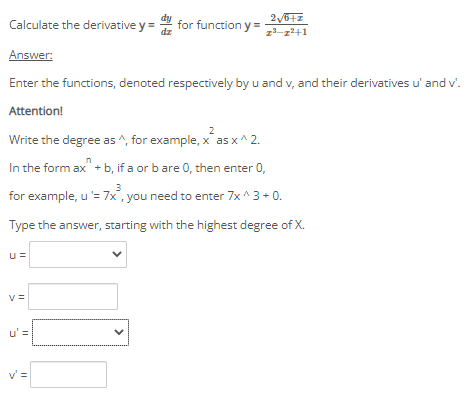 Solved Calculate the derivative y=dxdy for function | Chegg.com