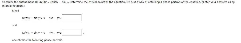 Solved Consider the autonomous DE dy/dx = (2/T)y-sin y. | Chegg.com