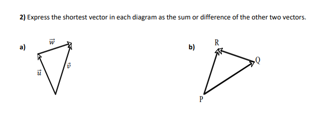 Solved 1) Draw a diagram to illustrate each vector sum or | Chegg.com