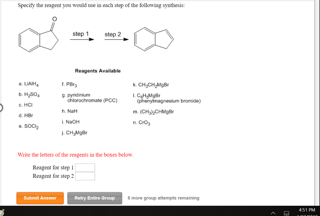 Solved Specify the reagent you would use in each step of the | Chegg.com