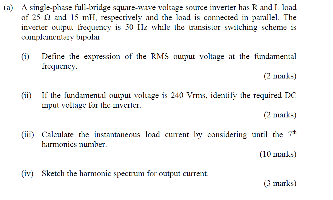 Solved (a) A single-phase full-bridge square-wave voltage | Chegg.com