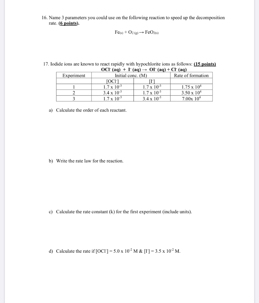 Solved 16. Name 3 parameters you could use on the following | Chegg.com