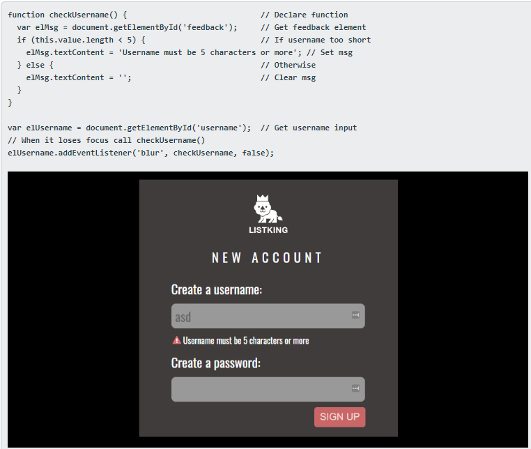 Wk6 HW Part 2: Form Validation Using Events, | Chegg.com