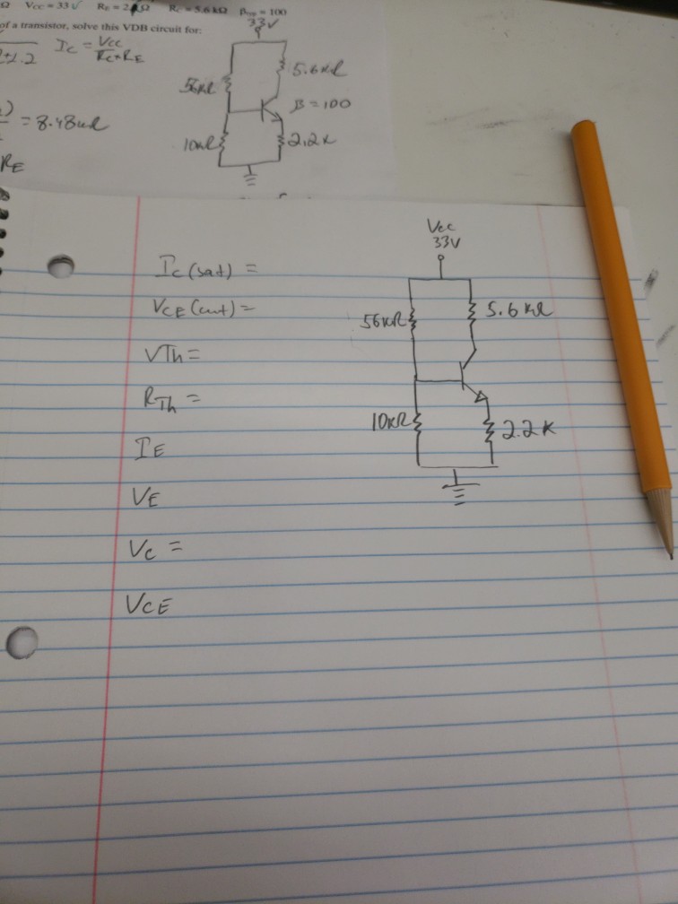 Solved of a transistor, solve this VDB circuit for: ·? Vec | Chegg.com
