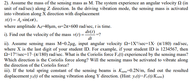 7.(15') A surface-micromachined MEMS comb gyroscope | Chegg.com