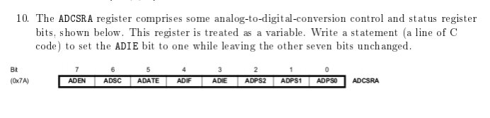 Solved 10. The ADCSRA register comprises some | Chegg.com