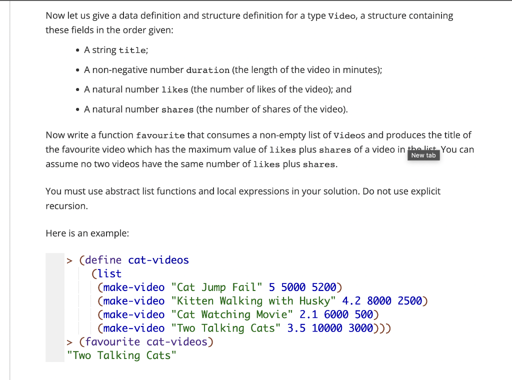 Solved Question 1: Favourite Video In the credit scene of | Chegg.com
