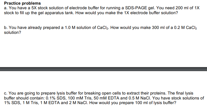 Solved Practice problems a. You have a 5X stock solution of | Chegg.com
