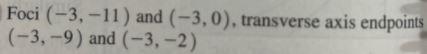 Solved Foci (−3,−11) and (−3,0), transverse axis endpoints | Chegg.com