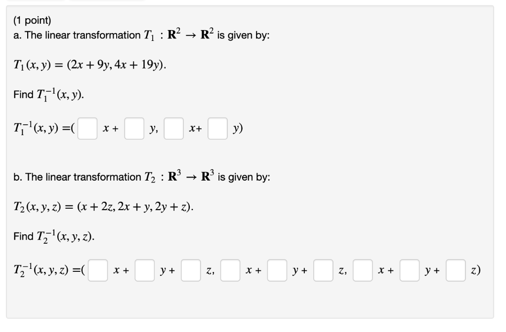 Solved (1 point a. The linear transformation T : R2 → R2 is | Chegg.com
