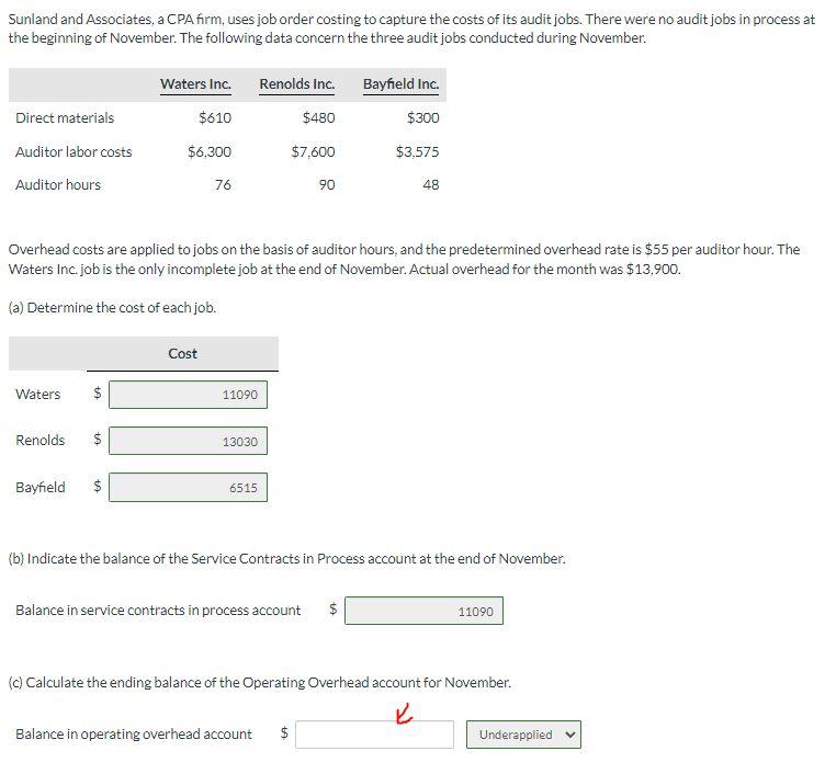 Solved Sunland and Associates, a CPA firm, uses job order | Chegg.com