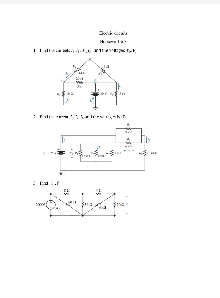 Solved Electric Circuits Homework 3 1 Find The Currents Chegg