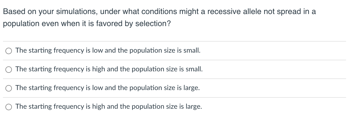 Solved From your simulations, which population size comes | Chegg.com