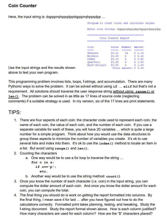 Solved Project Explanation Suppose you have a coin counting | Chegg.com