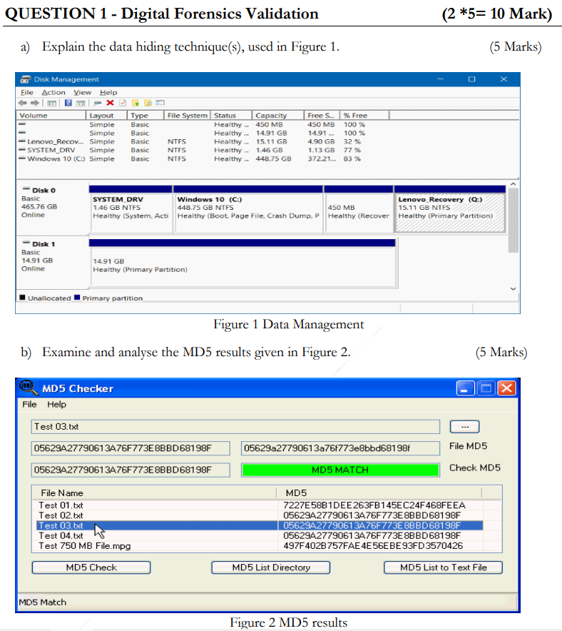 Solved QUESTION 1 - Digital Forensics Validation (2 *5= 10 | Chegg.com