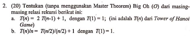 Solved Without using Master Theorem, Find Big Oh (O) from | Chegg.com