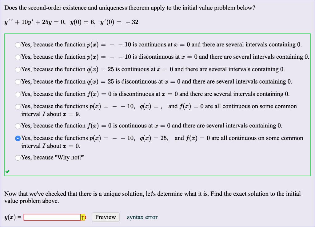 Solved Does the second-order existence and uniqueness | Chegg.com