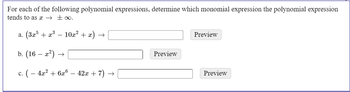 Solved For each of the following polynomial expressions, | Chegg.com