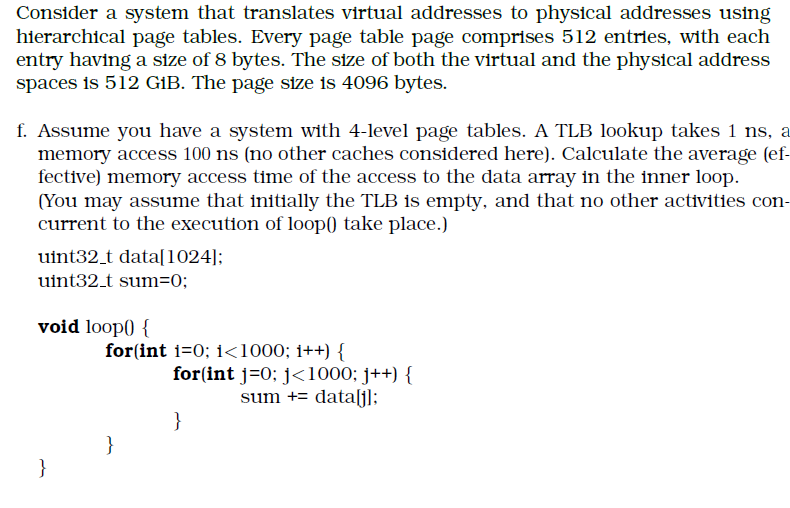 Consider a system that translates virtual addresses | Chegg.com