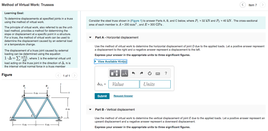 Solved Method of Virtual Work: Trusses tem 7 Learning Goal | Chegg.com