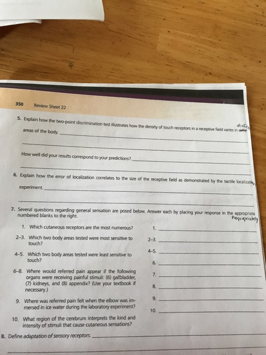 Solved explain how two point discrimination test illustrates | Chegg.com