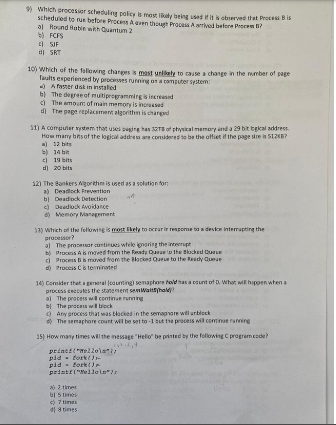 Solved Which processor scheduling policy is most likely | Chegg.com