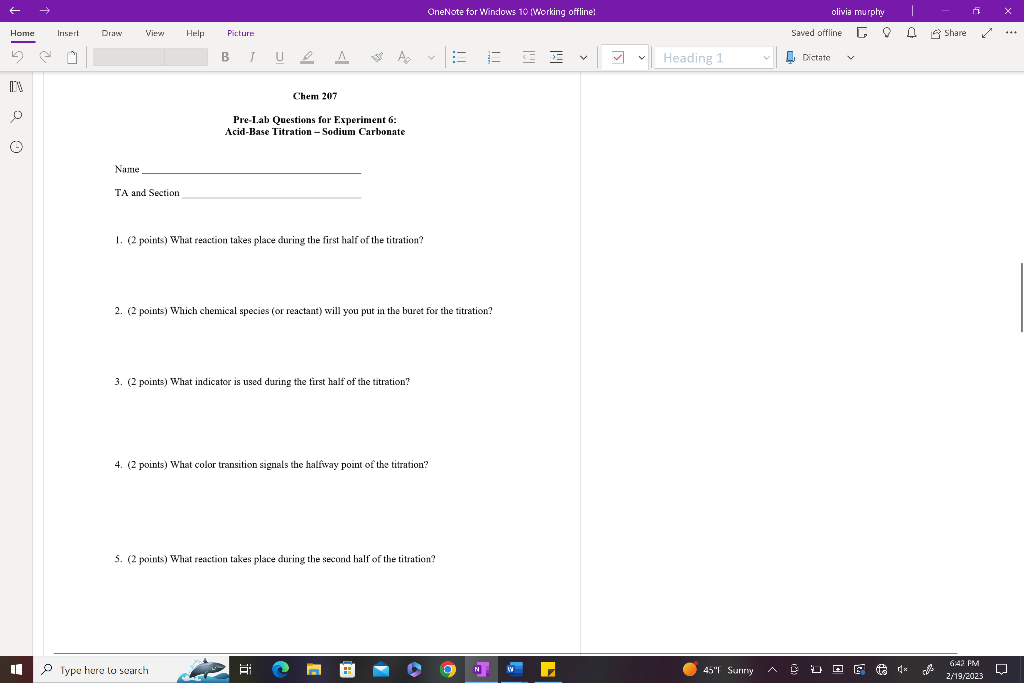 Solved have added pictures of my Chem Lab experiment packet. | Chegg.com
