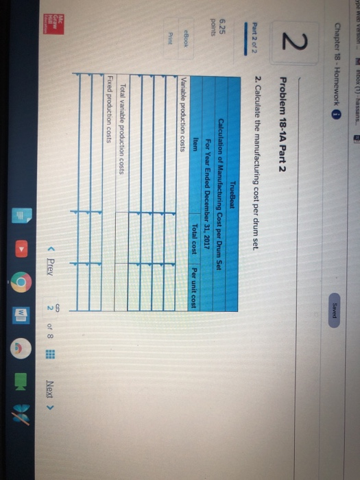 Solved 1 Required information Problem 18-1A Cost | Chegg.com