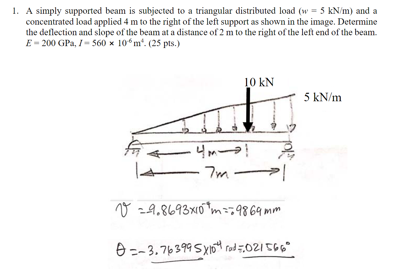 Solved - 1. A simply supported beam is subjected to a | Chegg.com
