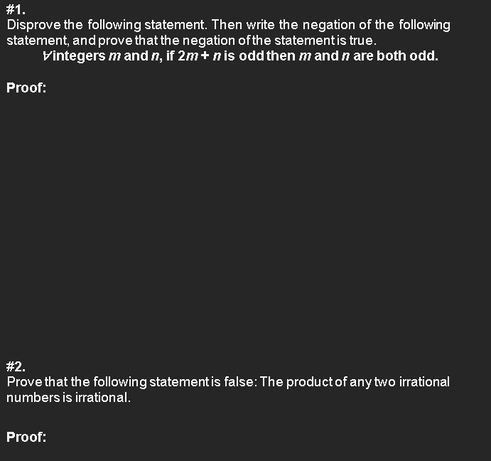 Solved Disprove the following statement. Then write the | Chegg.com Solved Disprove the following statement. Then write the | Chegg.com