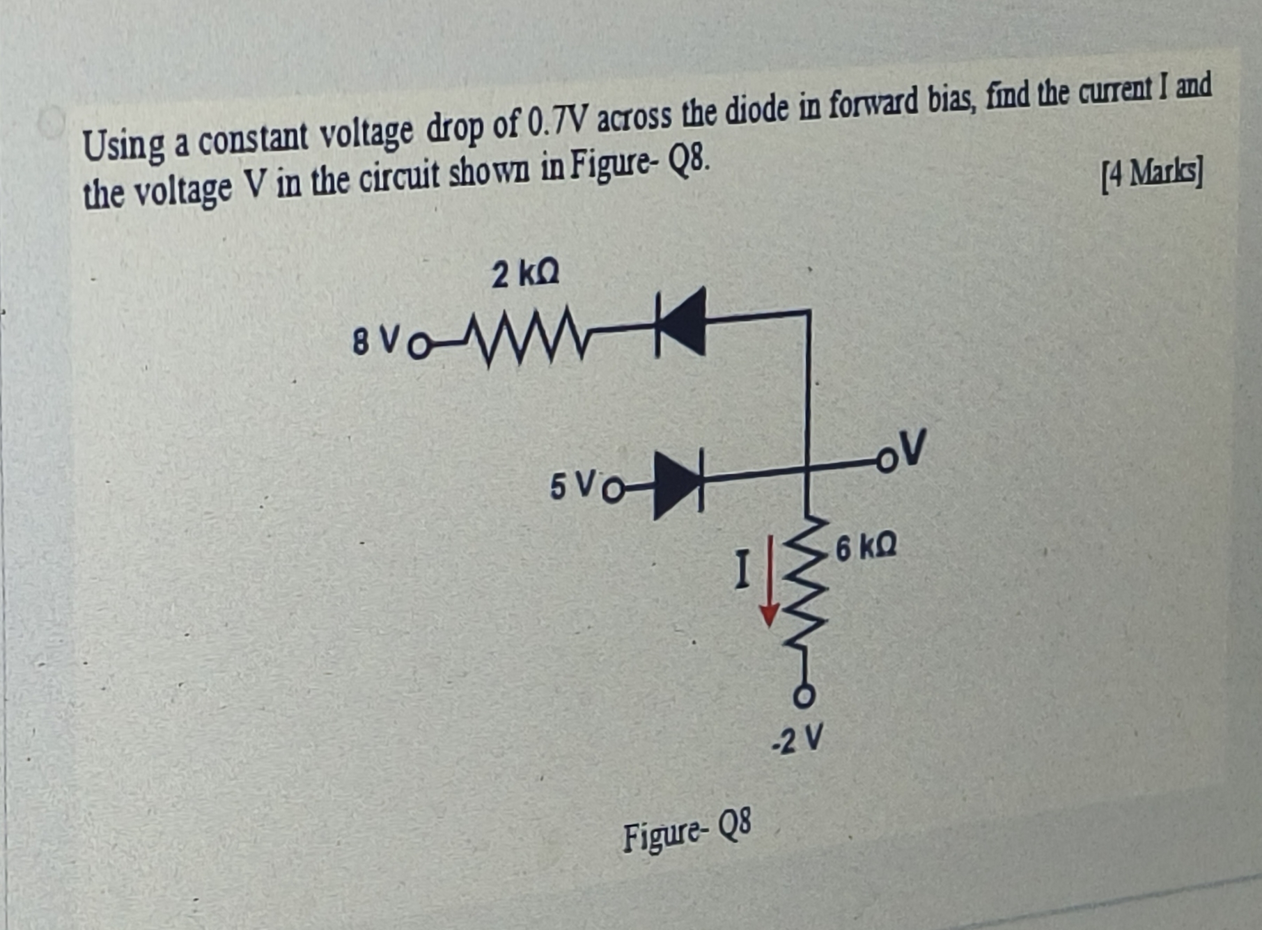 Solved Using a constant voltage drop of 0.7V ﻿across the | Chegg.com