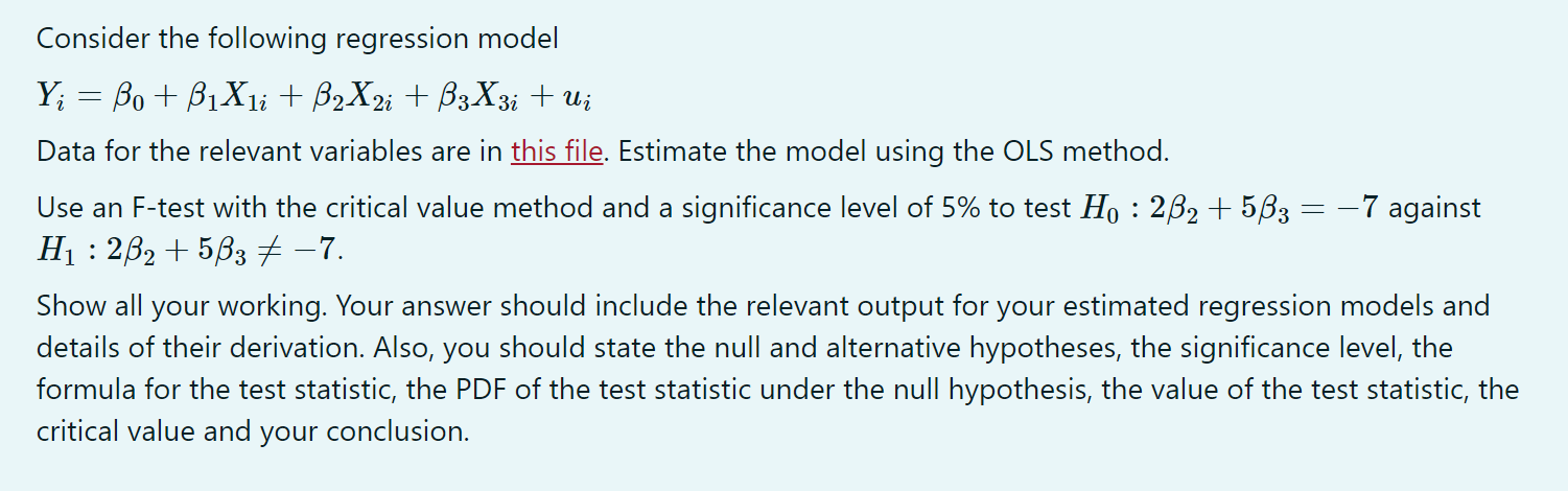 Solved Consider the following regression model Y; = Bo + | Chegg.com