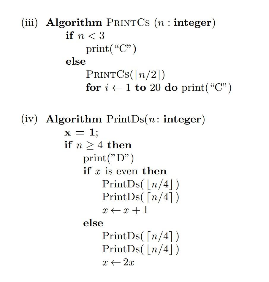 Solved Problem 2: Give the asymptotic value (using the | Chegg.com